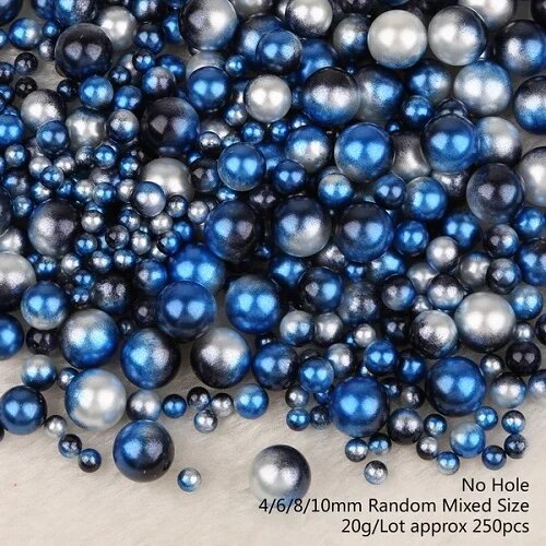 Пластиковые бусины Celadon 4/6/8/10 мм 250 шт. Темно-синий, Black Dark Blue