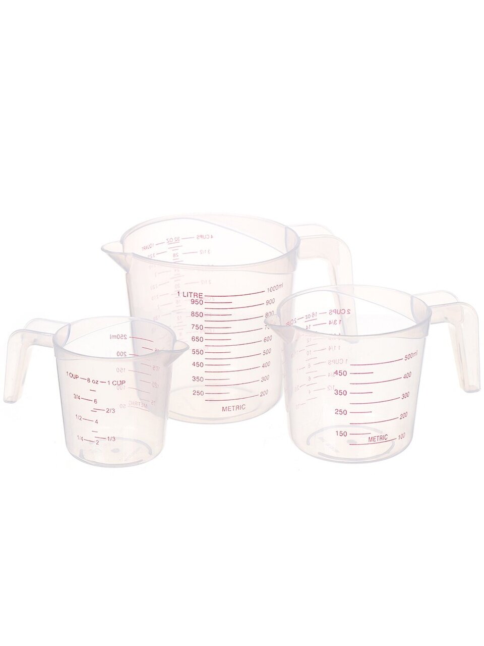 Кружки мерные пластиковые набор 3 шт 9/10.5/12 см для кухни, Китай, артикул 107165821
