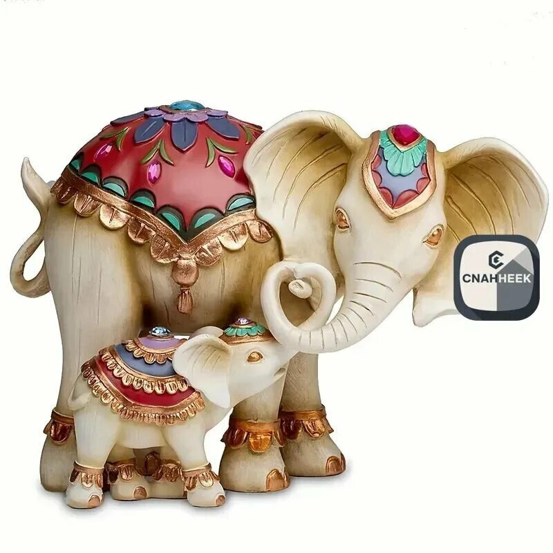 Статуэтка "Слоны-мать и детёныш", индийский стиль, пара, для удачи и счастья。