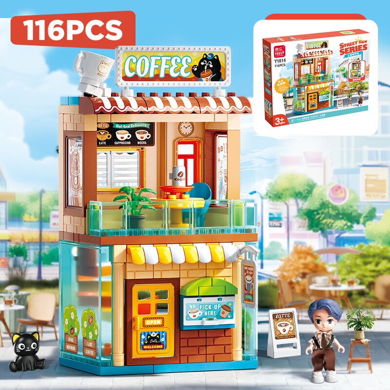 Конструктор Feile Villa Street Scene для ролевых игр, образовательная карусель, строительные блоки для девочек, оптовая продажа.