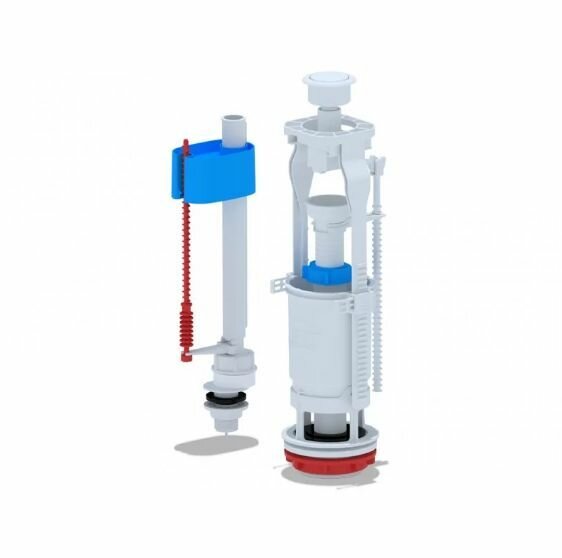 Набор для бачка унитаза Ани пласт с нижней подводкой 1-2", c пластиковым щтуцером, 2-кнопка металлизированная, эконом