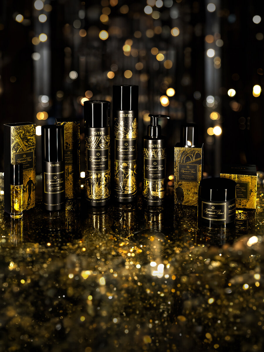 Подарочный набор ESTEL Русский бал, шампунь-сияние, бальзам-блеск, гель для волос и лица, масло для губ