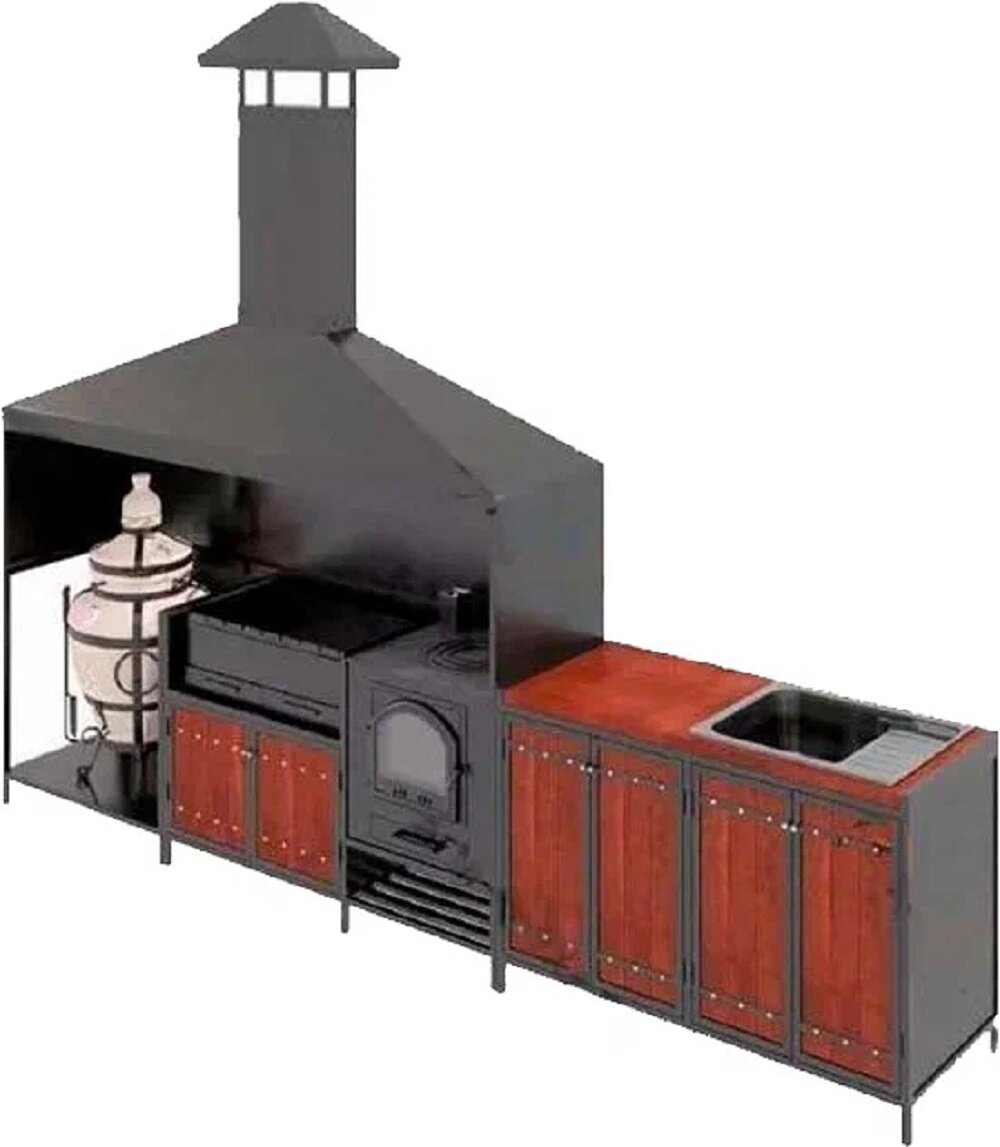 Мангальный комплекс в стиле Лофт "Профи-С11" с местом под тандыр