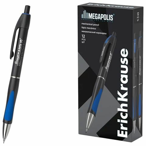 12 шт. Карандаш механический 0,9 мм ERICH KRAUSE "Megapolis", НВ, 63592