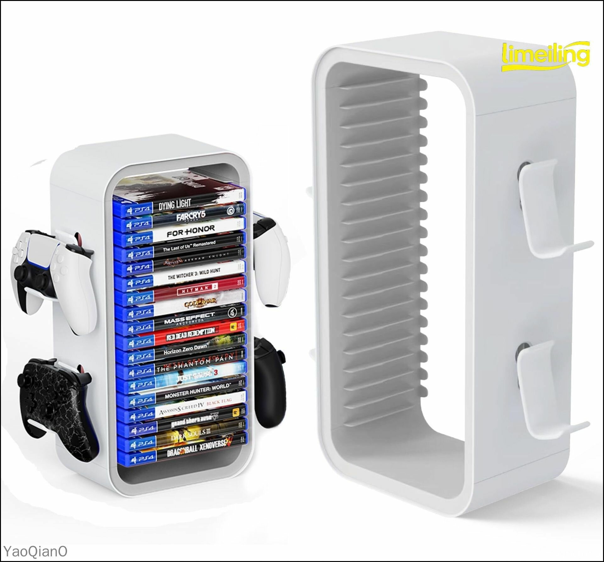 Эксклюзивный комплект из 18 универсальных держателей для игровых дисков с подставкой на 4 контроллера в сером и белом цветах