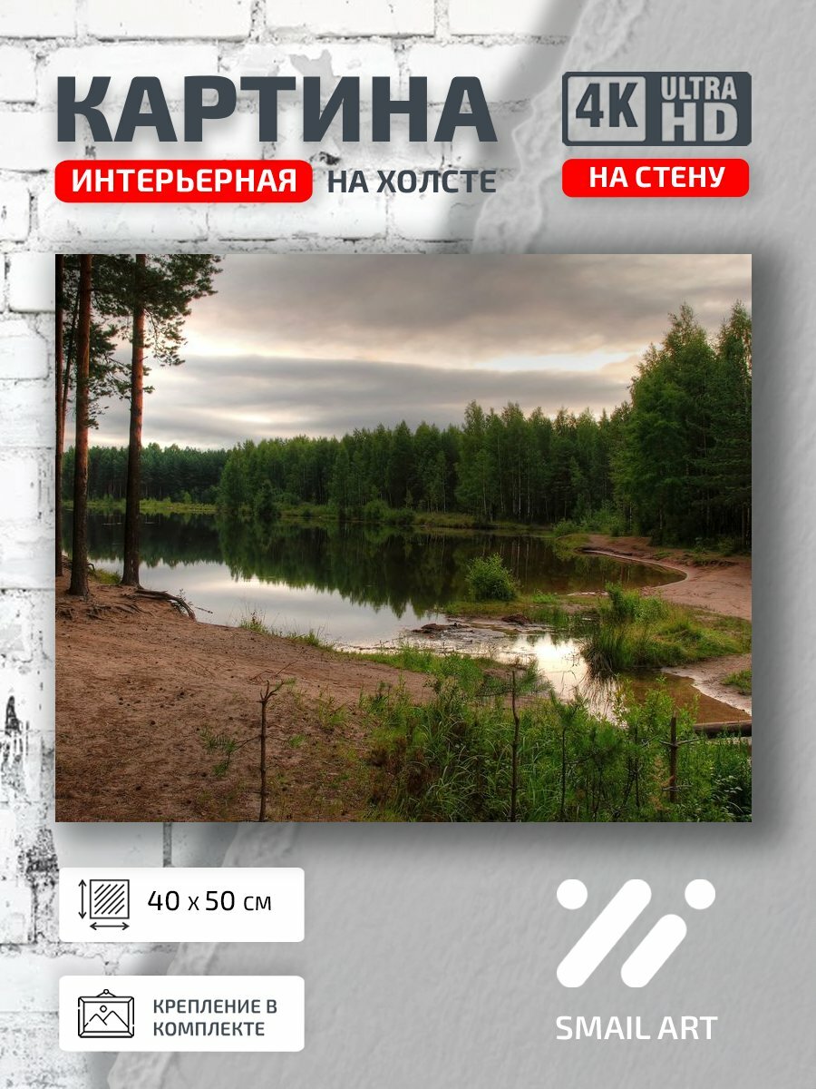 Картина на холсте интерьерная 40 на 50 на стену Озеро Landscape для спальни пейзаж интерьер