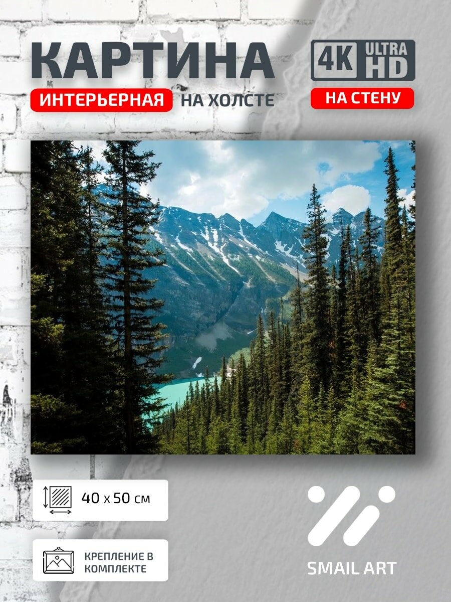 Картина на холсте интерьерная 40 на 50 на стену Пейзаж горы для спальни атмосфера