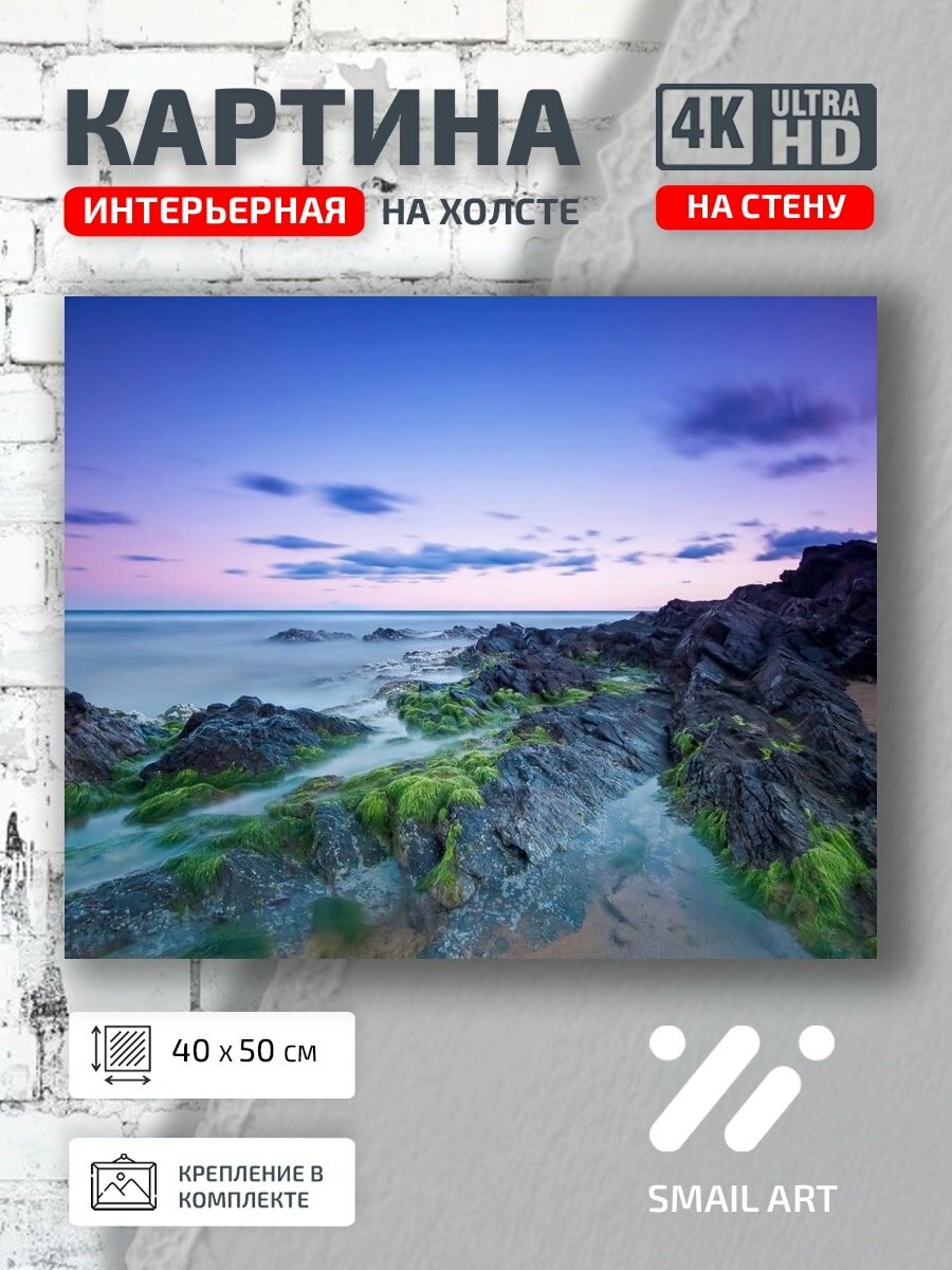 Картина на холсте интерьерная 40 на 50 на стену побережье Пляж для офиса пейзаж