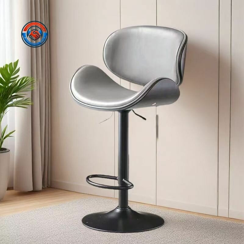 Барный стул с регулировкой высоты и мягким сиденьем, деревянное основание, стильный стул для кухни-острова и кафе