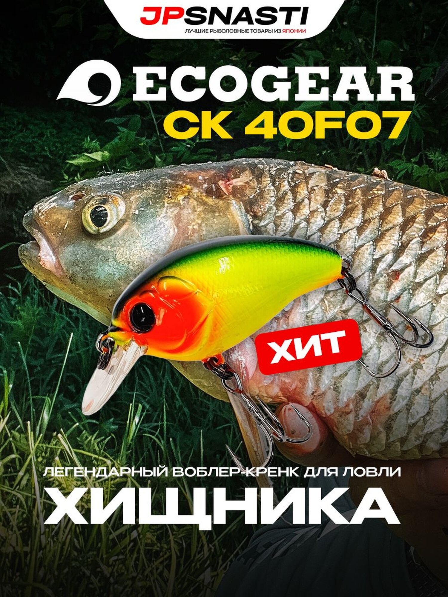 Воблер на голавля ECOGEAR CK 40F07, вес 5 гр, длина 40 мм, заглубление до 0.7 м, цвет 547