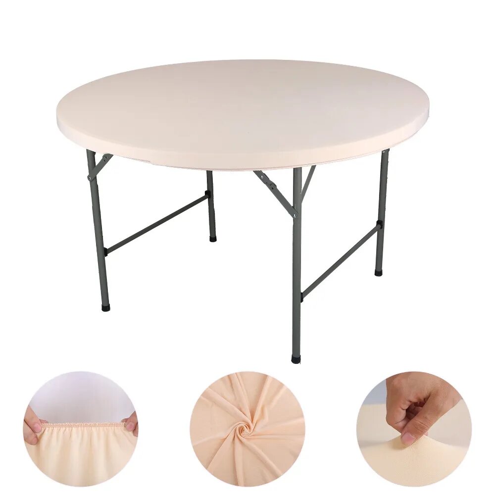 Полиэстер/хлопок круглый чехол для стола 48/60 дюймов Beige-60inch
