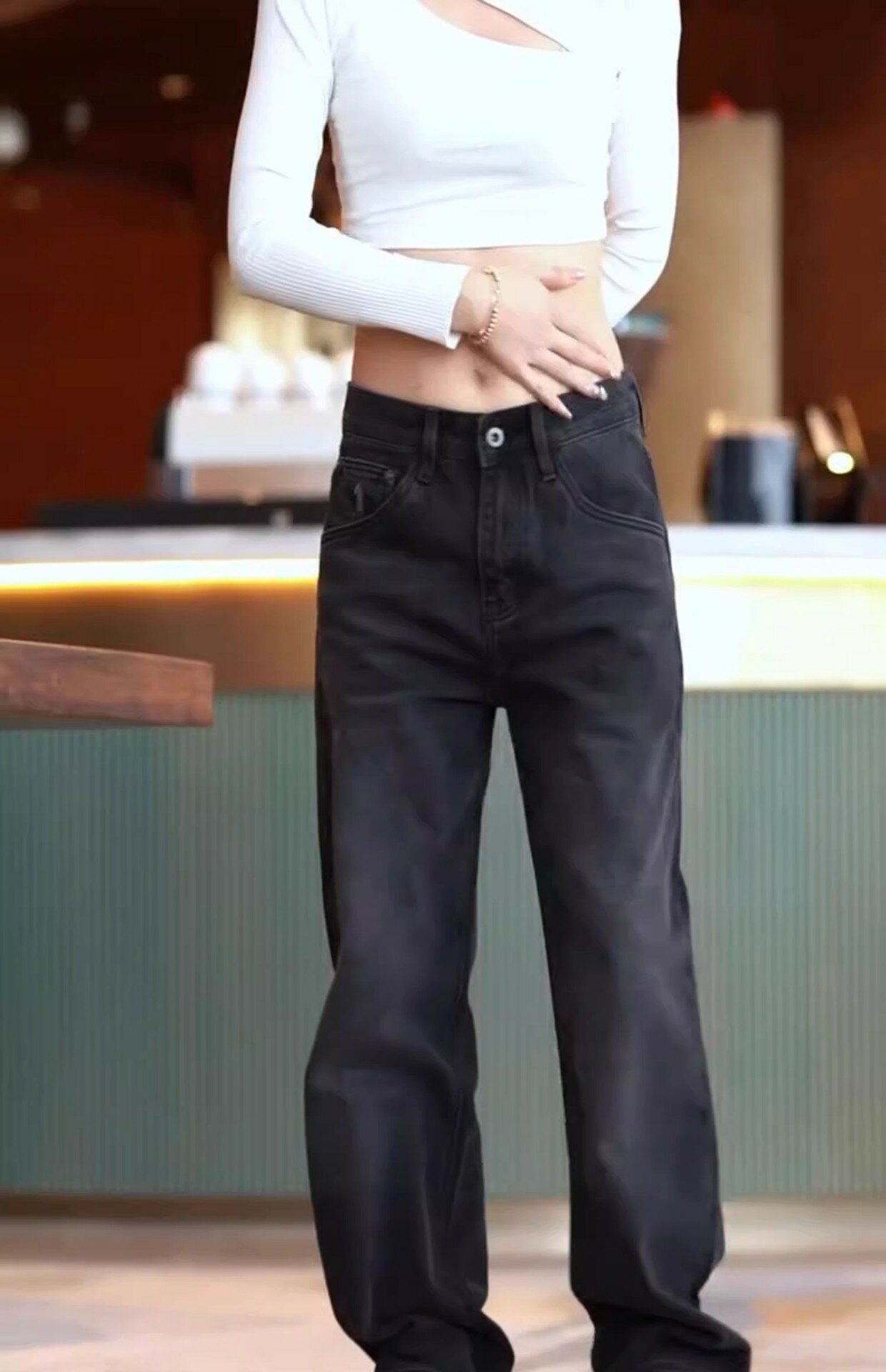 Тренд RONG CH Мужские Джинсы Осень Премиум Кроп Свободные Слим Деним, Размер_28