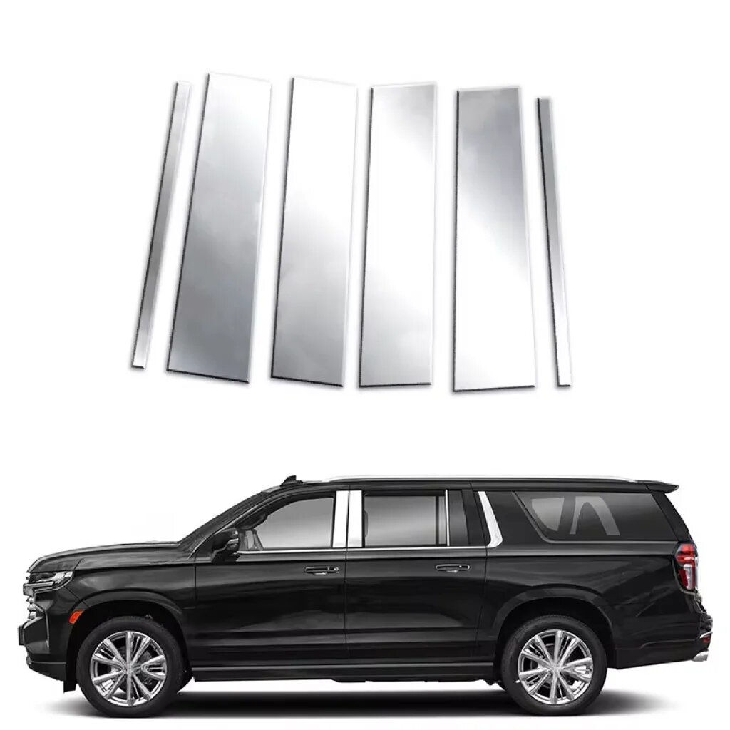 Хромированная стойка, подходит для Chevrolet Suburban 2015-2020, стойки, окна, двери, боковая накладка, комплект наклеек, декоративные наклейки