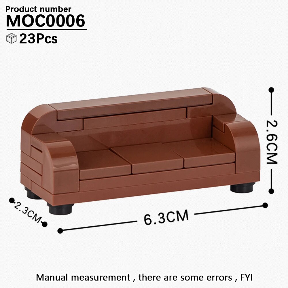 MOOXI MOC Городская мебель диван кровать конструктор Коричневый, MOC0006