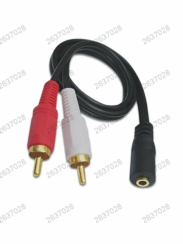 Аудиокабель 3.5 мм/RCA, черный, красный