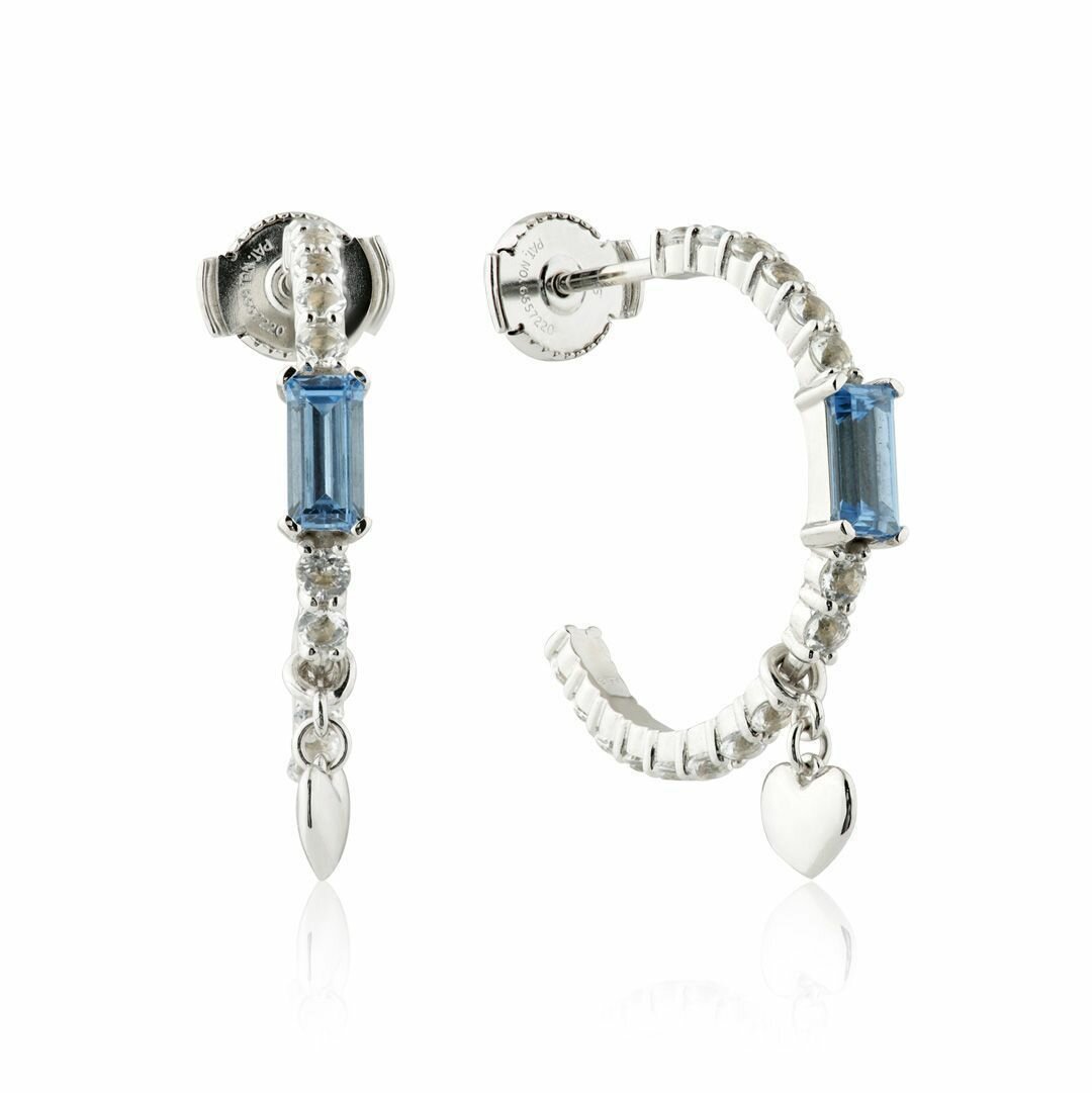 Моносерьга, белое золото, 585 проба, родирование, шпинель, топаз