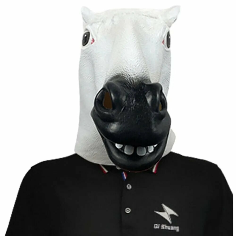 Смешная маска лошади - белая