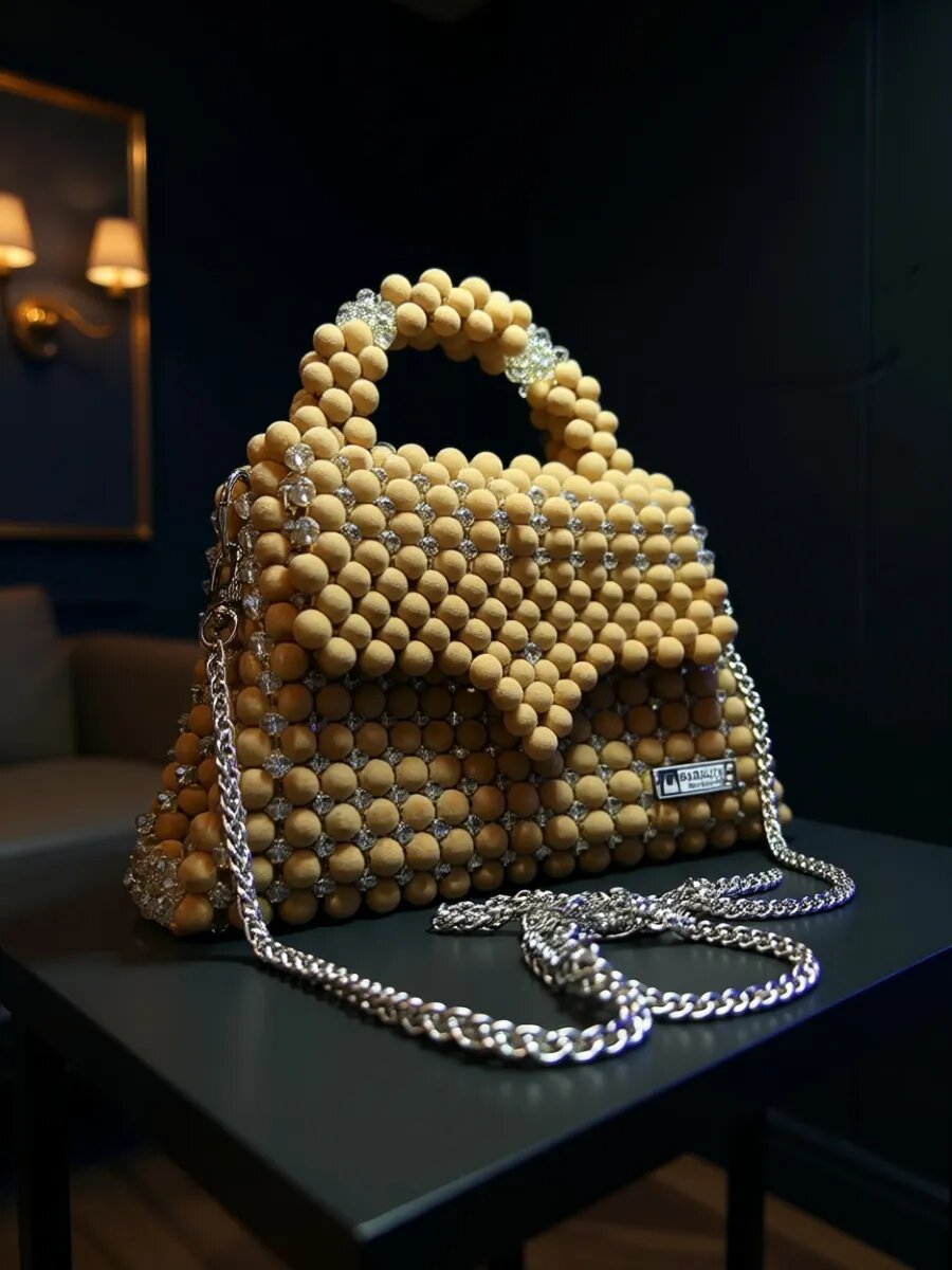 Сумка BABALOND BABALENCIAGA, фактура бархатистая, бежевый