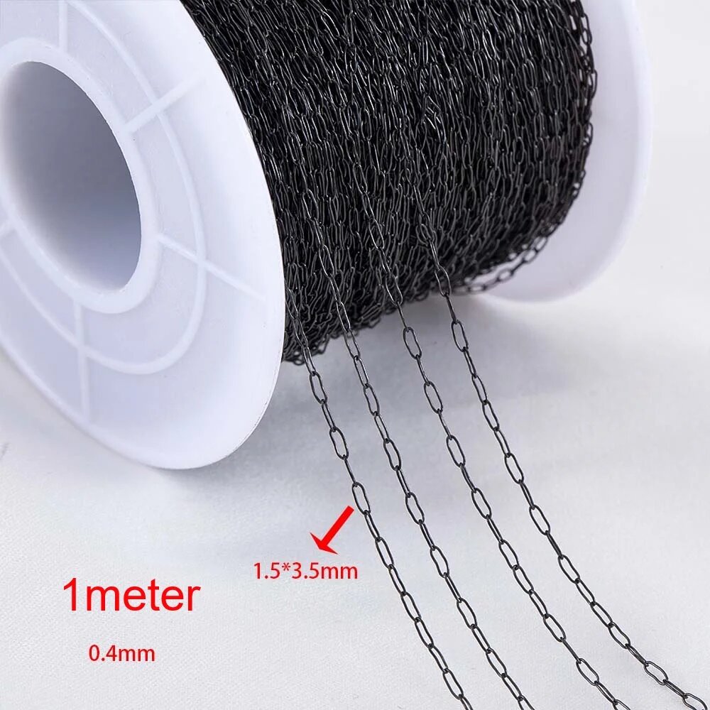 MINGXUAN Черная цепочка из нержавеющей стали 1 метр для рукоделия 4mm 1meter