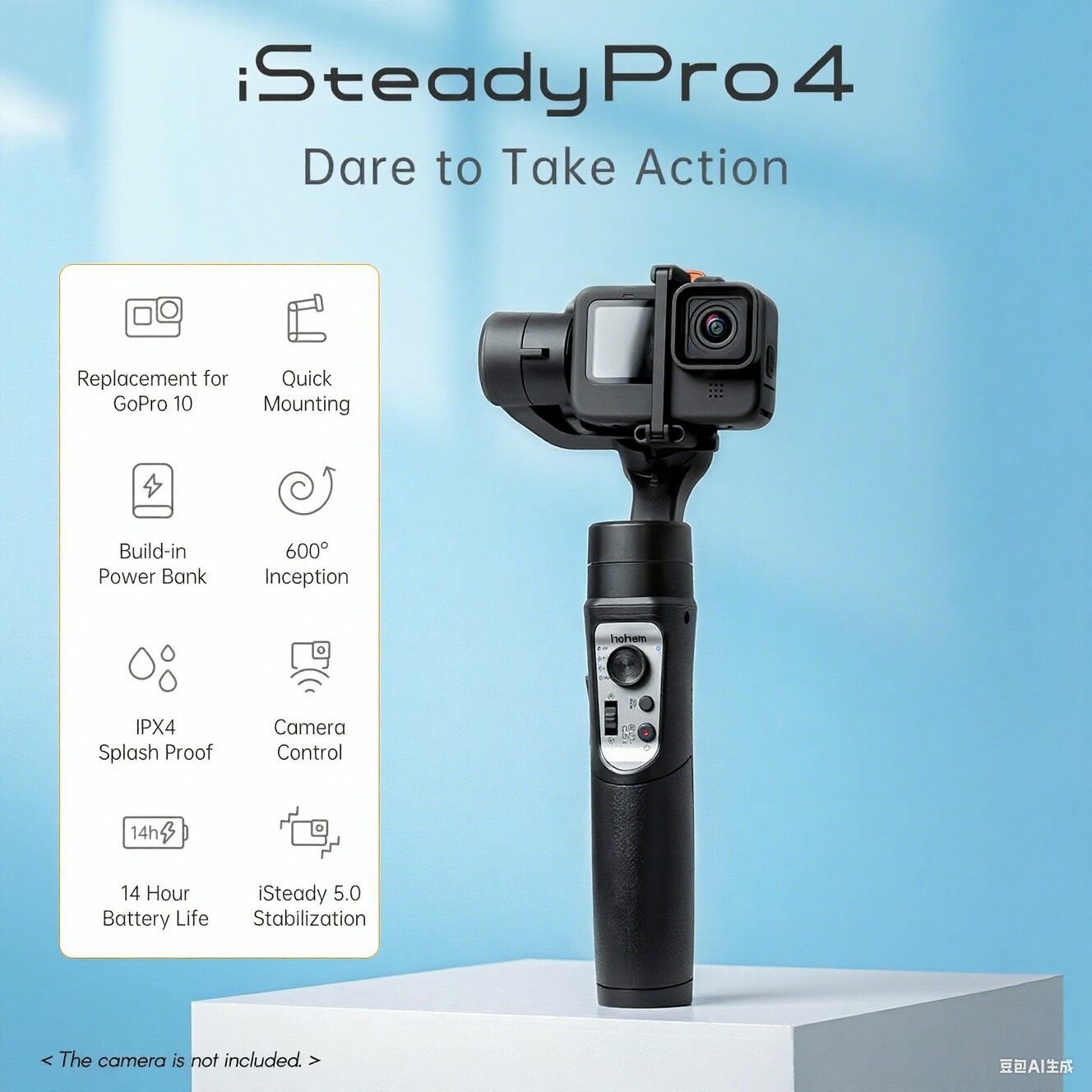 Стабилизатор для спортивной камеры hohem iSteady Pro 4 трехосевой портативный стабилизатор водонепроницаемого действия Insta360 One R и т. д. (встроенный аккумулятор)