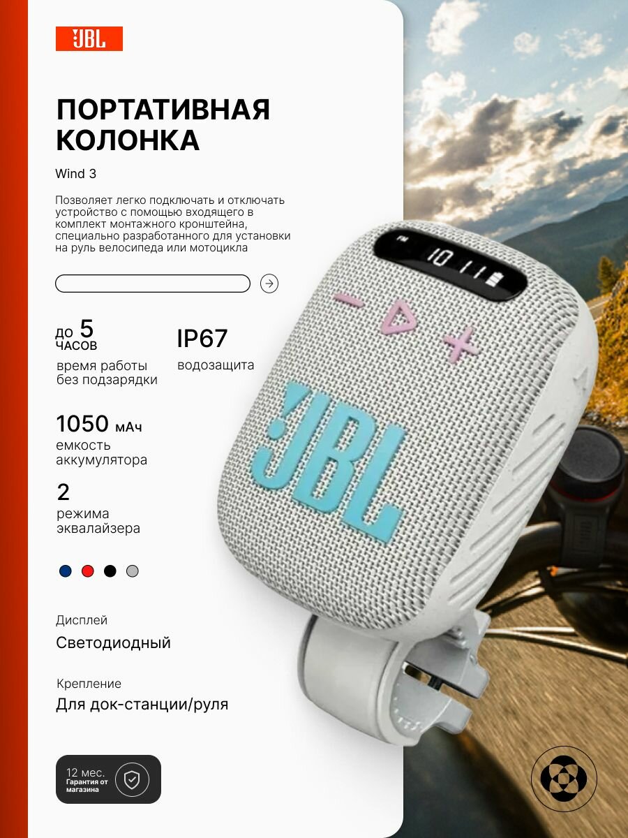 Портативная акустика JBL Wind 3, Grey