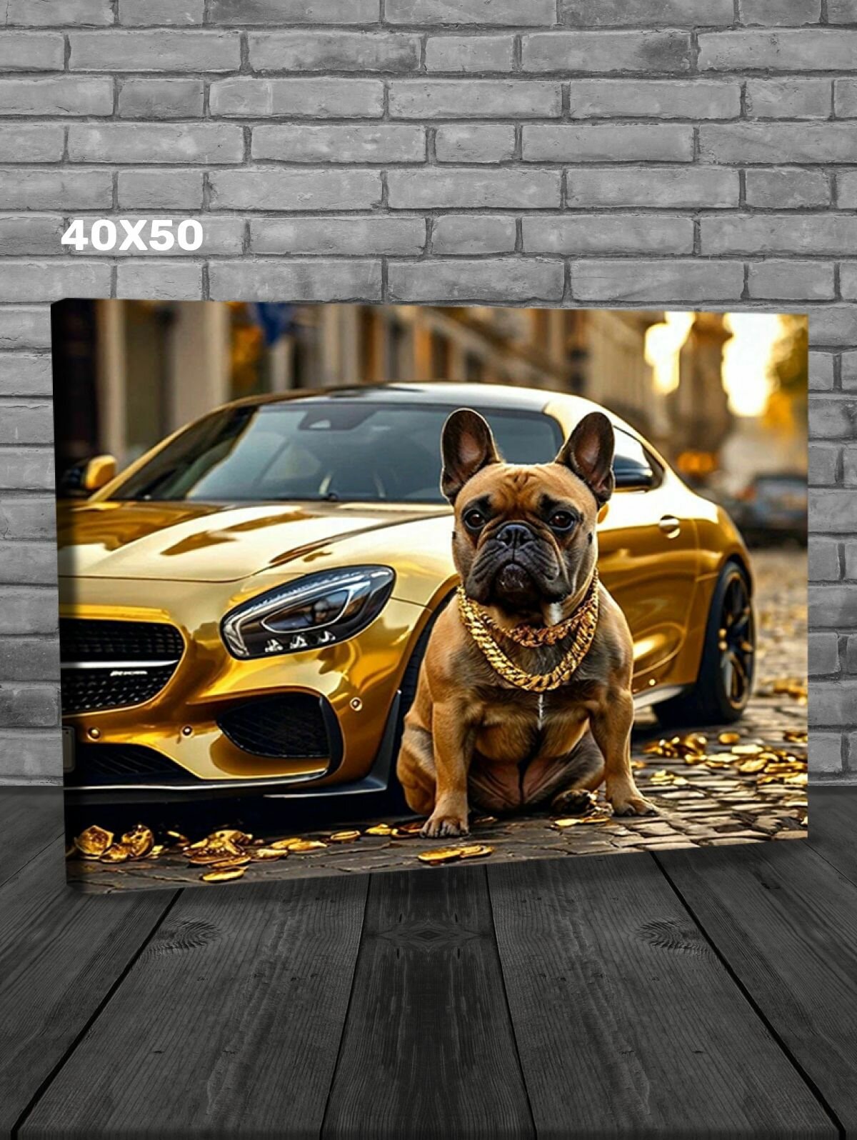 Картина на стену на холсте интерьерная 40х50 Бульдог