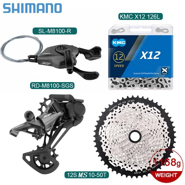 Shimano Deore XT M8100 Groupset 1x12 скорости 10-50/52T X12 Sunshine 50T