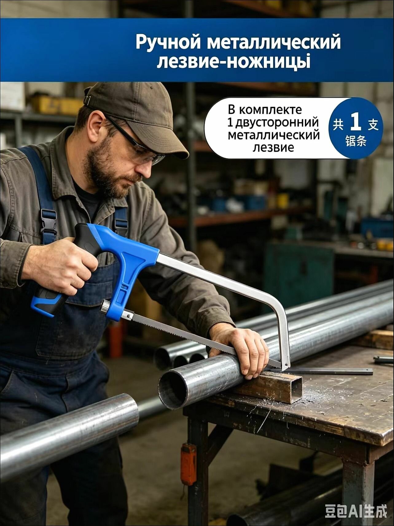 Ножовка ручная 250 мм, Для металла, труб, профилей, авторемонта, стройки