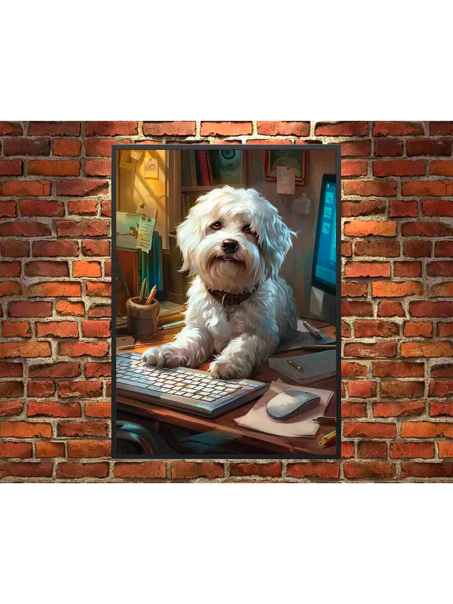 Котон де Тулеар Собака-программист 3, Плакат 30x42см
