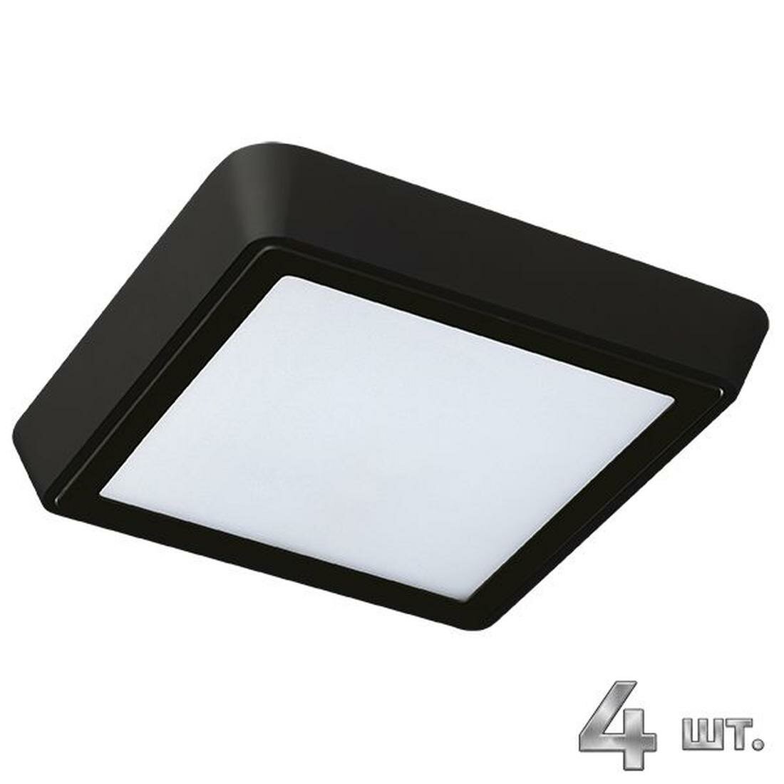 Светильник потолочный светодиодный влагозащищенный Lightstar URBANO 216872, IP65, 3000K, 20W, квадрат, черный, 4 шт.