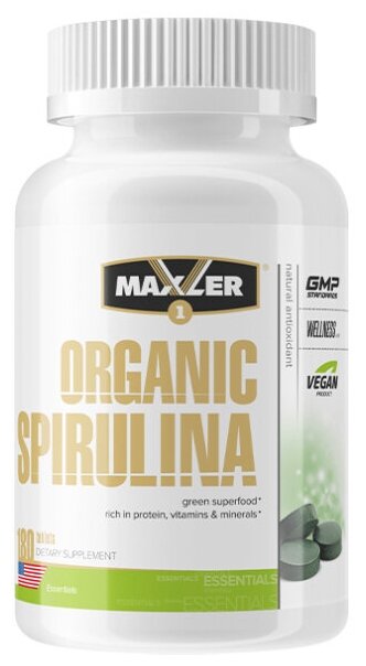 MAXLER Зеленый суперфуд Organic Spirulina 180таб.