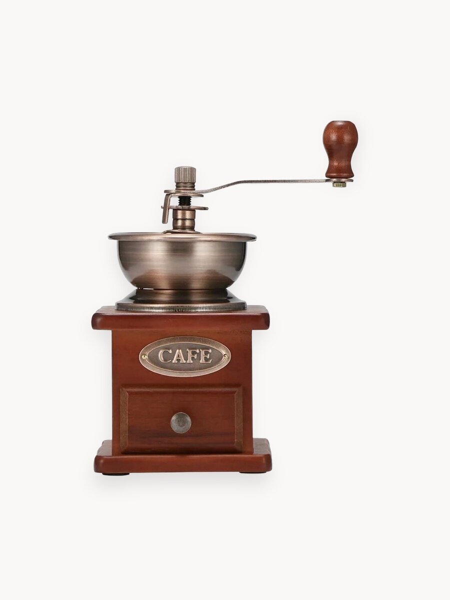 Жерновая кофемолка kosmo.store, деревянная, ручная, с выдвижным ящиком