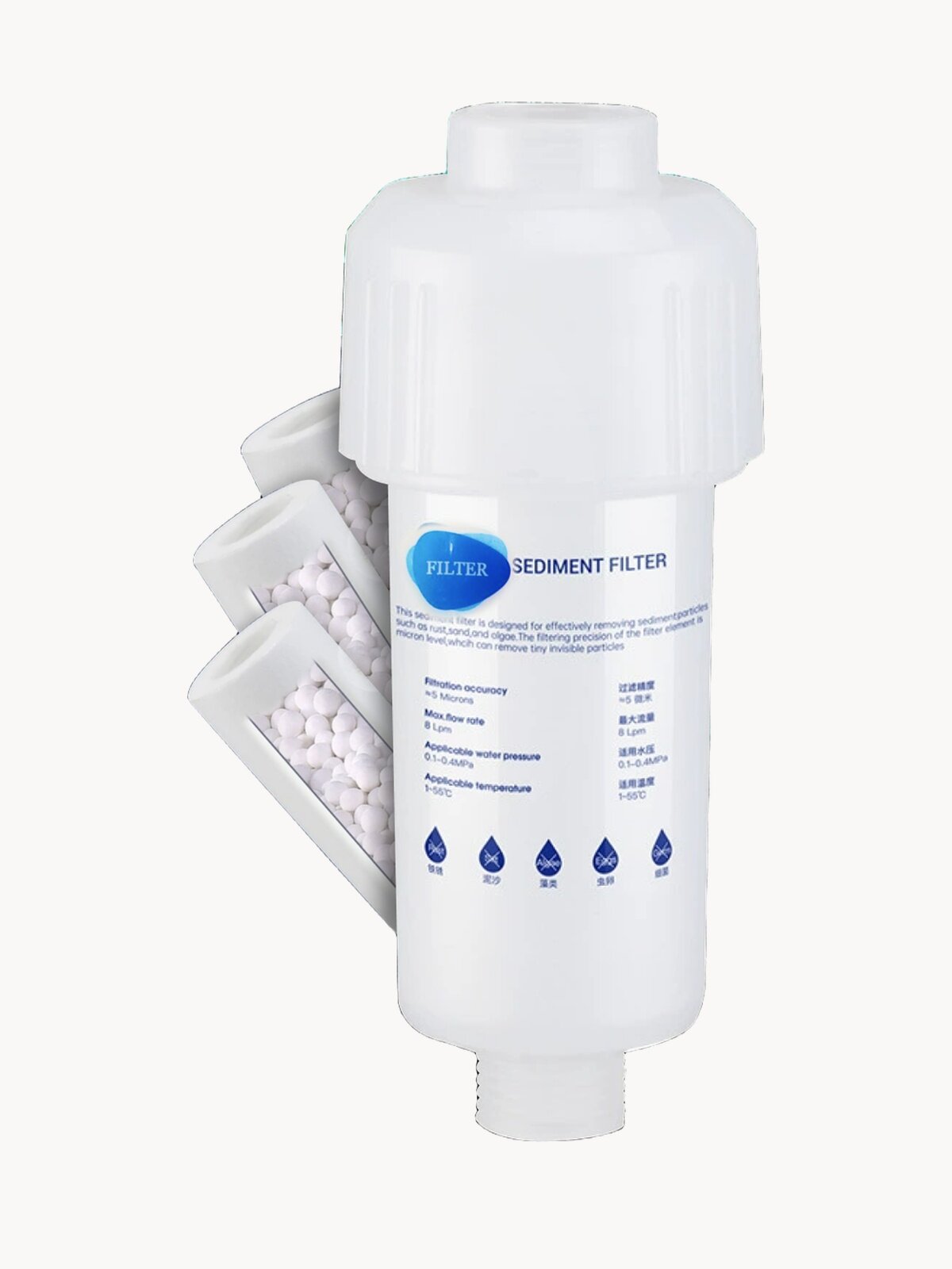 Фильтр для душа, от ржавчины, хлора, накипи, с 3-мя картриджами