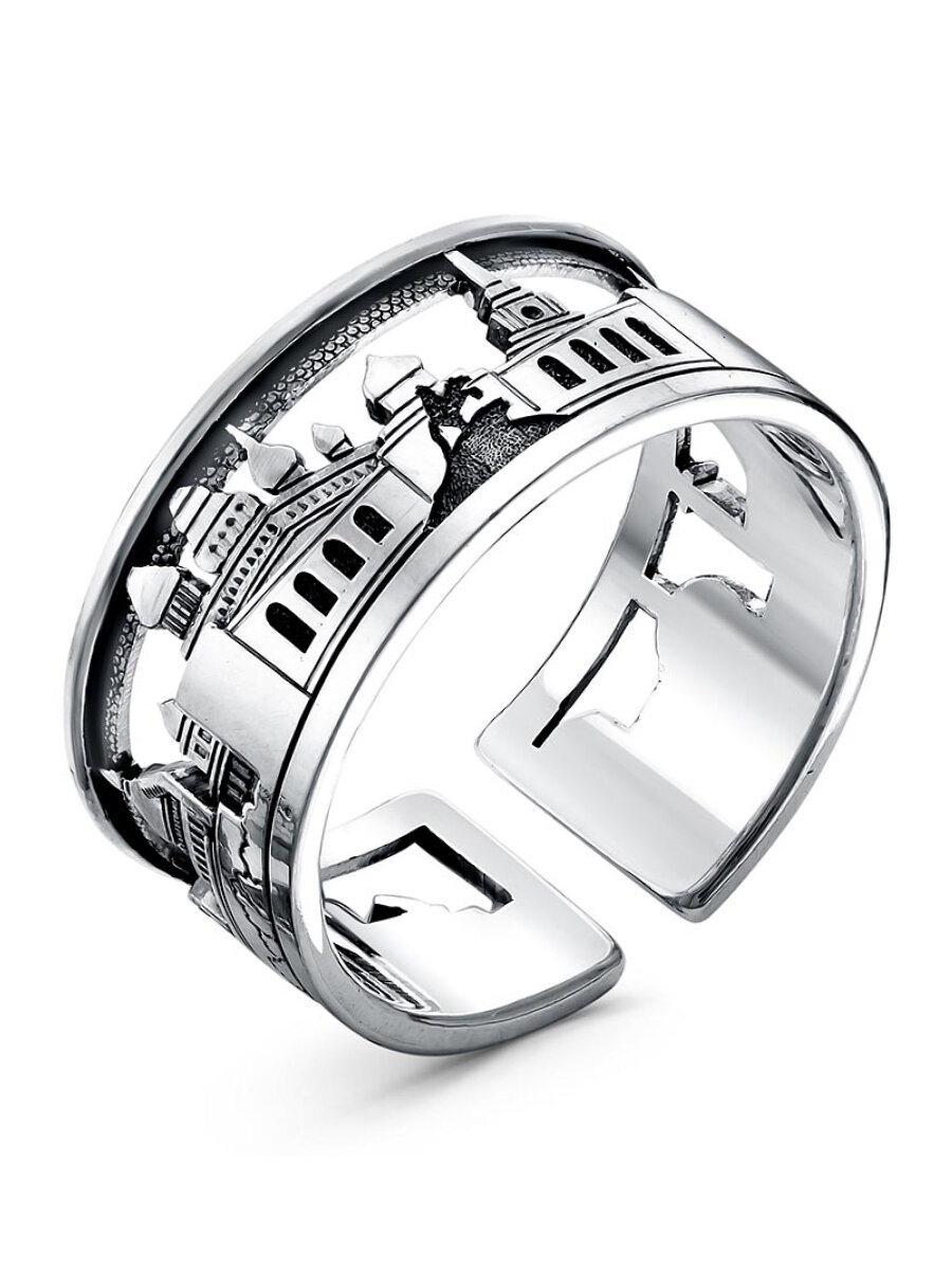 Кольцо, серебро, 925 проба, оксидирование