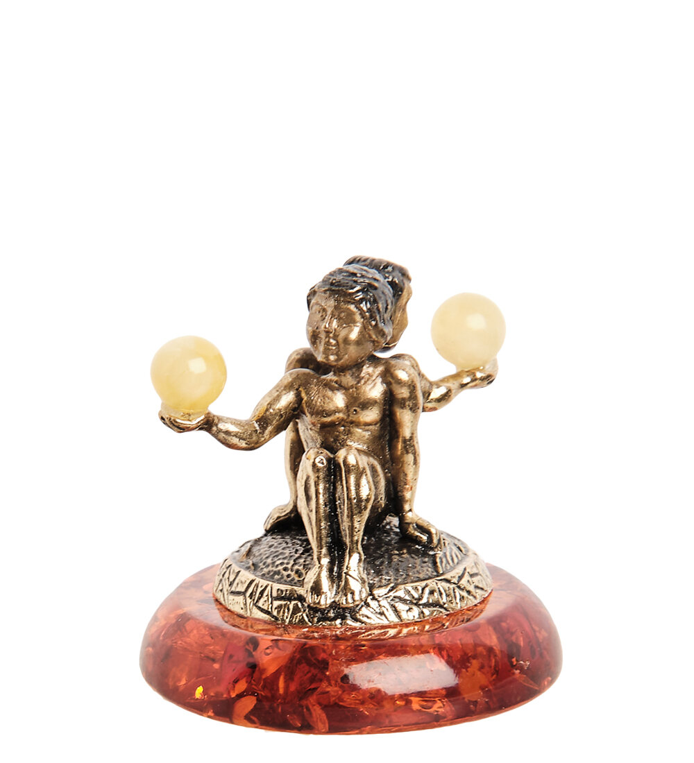 Фигурка 'Знак зодиака-Близнецы' (латунь, янтарь)
