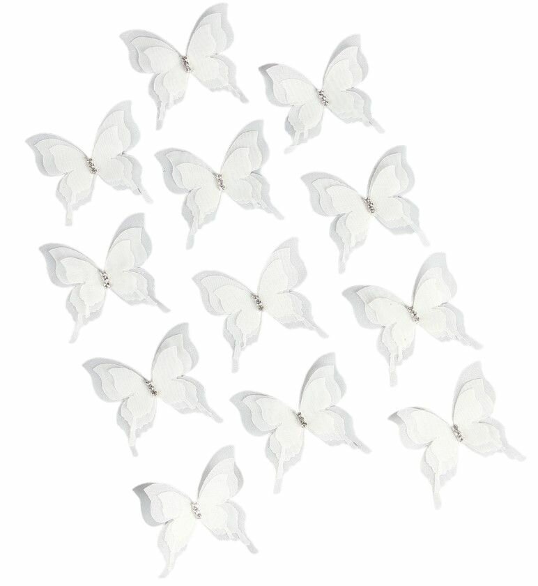 Набор для декора "Бабочка", украшение комнаты для тюля, стен и потолка, интерьерные фигурки для творчества и рукоделия трехслойные, 12 шт, размер 1 шт. - 5 х 4,5 см, цвет молочный