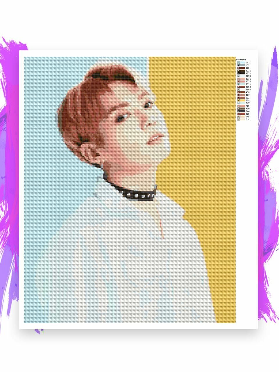 Алмазная мозаика без подрамника - вышивка BTS Jungkook 40 х 50 см