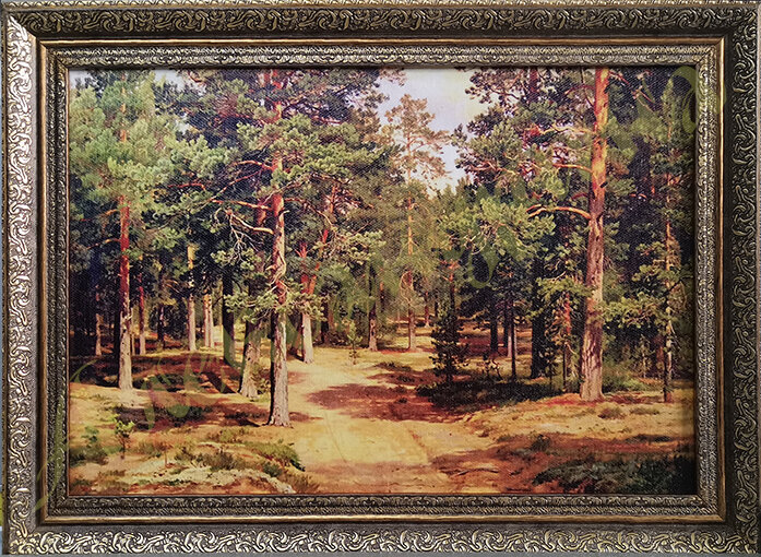 Картина на холсте "Сестрорецкий бор" в пластиковой раме, репродукция Шишкин И. И, 21 x 30 см