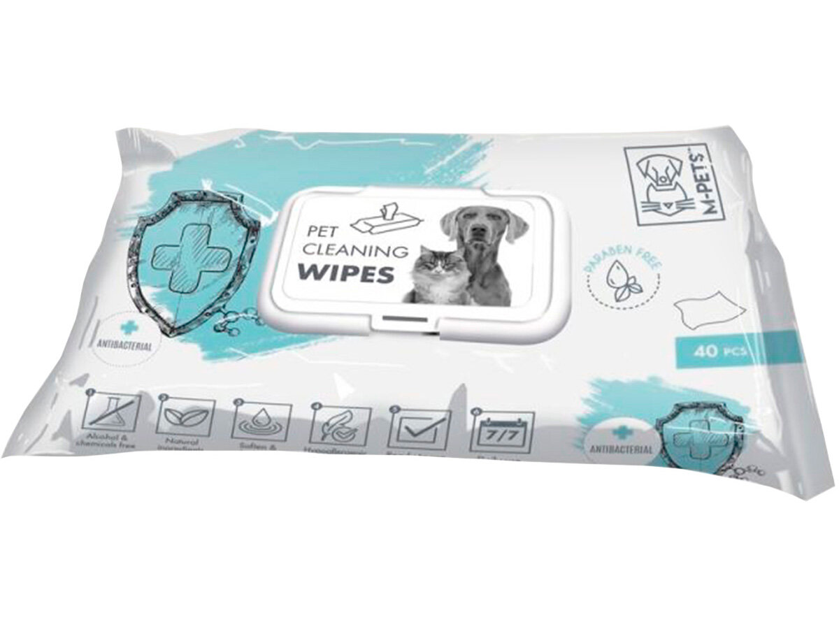 Салфетки очищающие антибактериальные M-Pets для собак и кошек уп.40 шт 1 шт