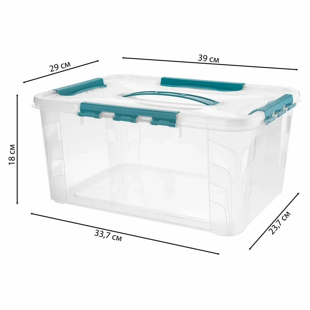 Ящик Grand Box 39x18x29 см 15.3 л пластик с крышкой цвет прозрачный