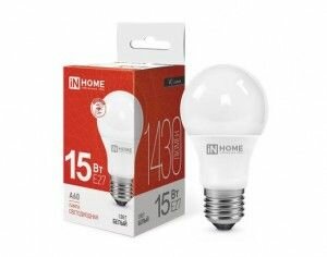 Лампа светодиодная ASD/inHome VC ЛОН A60 E27 15W(1350lm) 4000К 4K 110x60 (без пульсации) 0273