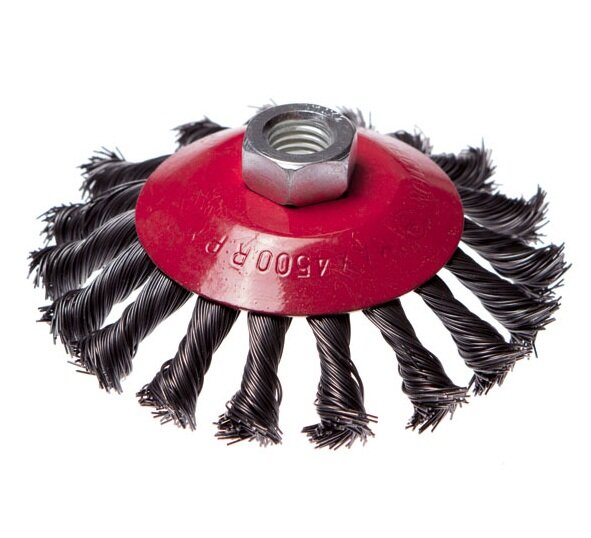 Щетка-крацовка Hobbi, крученная проволока, "тарелка", 125 мм