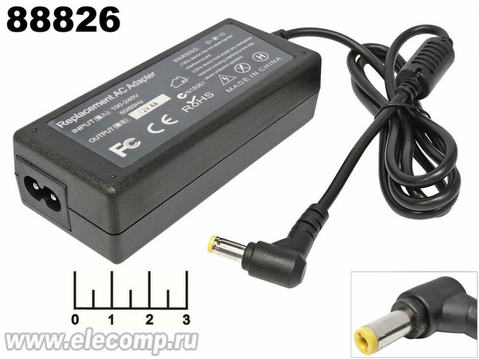 Блок питания 12V 4A AC-N313-AV2 (PA-1600-07) импульсный (5.5*2.1) без шнура (восьмерка) (угол)