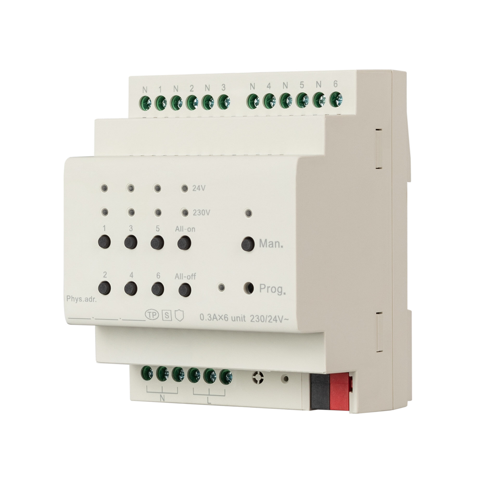 Актуатор Arlight INTELLIGENT ARLIGHT Актуатор KNX-4063-82-WTO-CL-DIN (BUS/230V, 6x300mA, KNX Secure) (IARL, IP20 Пластик, 2 года)