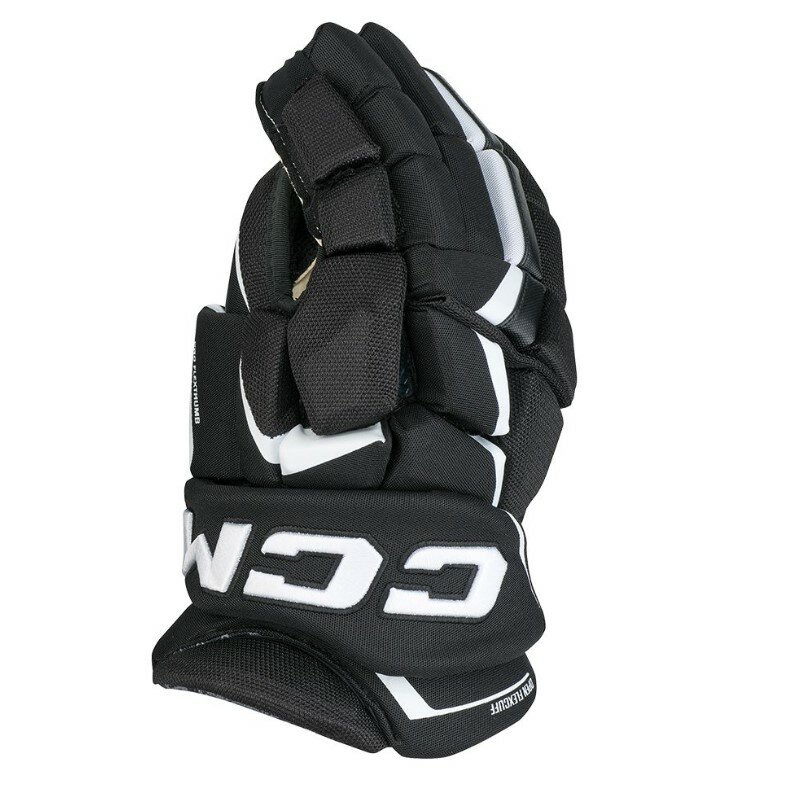 CCM Перчатки хоккейные JETSPEED FT6 PRO JR BK/WH, юниорские, краги хоккейные черный-белый, размер 12