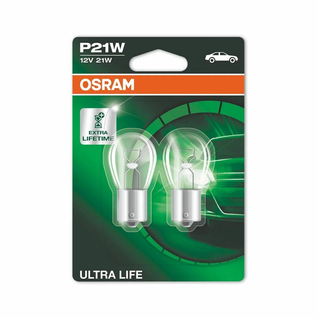 Лампа P21W 12V 21W BA15s, Osram Ultra Life 7506ULT-02B, блистер 2шт.