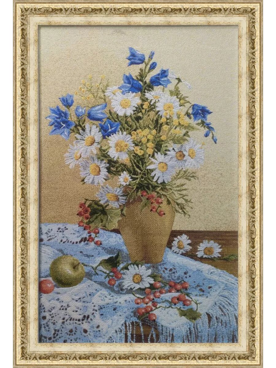 Гобелен в раме. Букет с красной смородиной. 41х61 см, 719-14