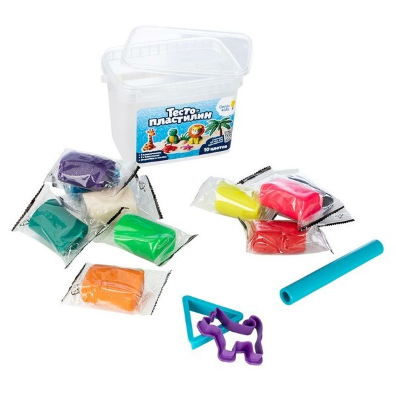 Набор для детской лепки "Тесто-пластилин 10 цветов", в к 14x10x10,5 см
