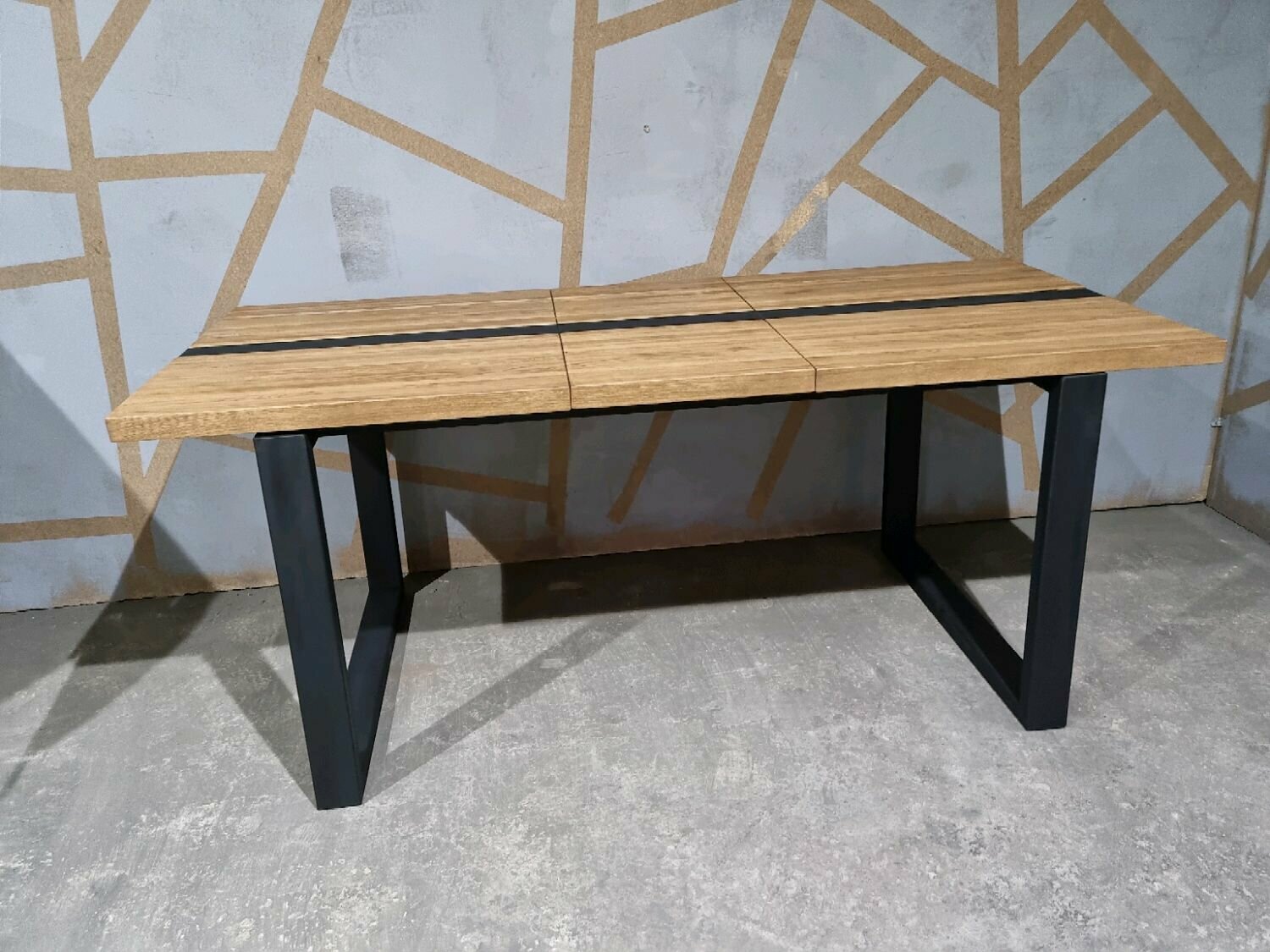 Стол "EasyLOFT" в стиле лофт, раздвижной, из массива дуба, 190х60х75 см.