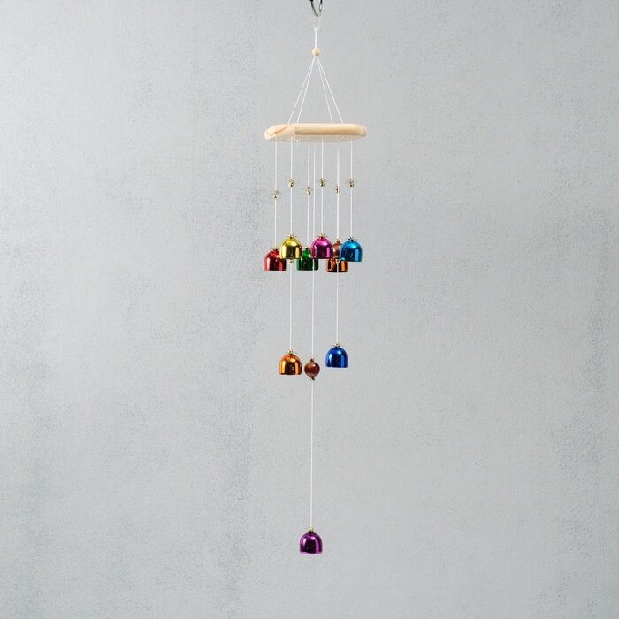 Музыка ветра «Цветные колокольчики», металл, 9 колокольчиков, 64 см